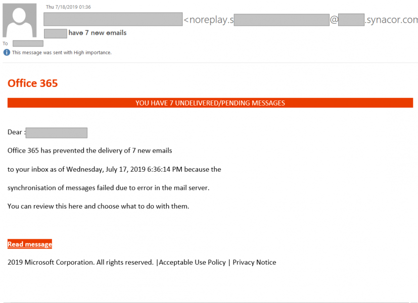 "Office 365 Undelivered/Pending"- Something Phishy - Kraft Kennedy