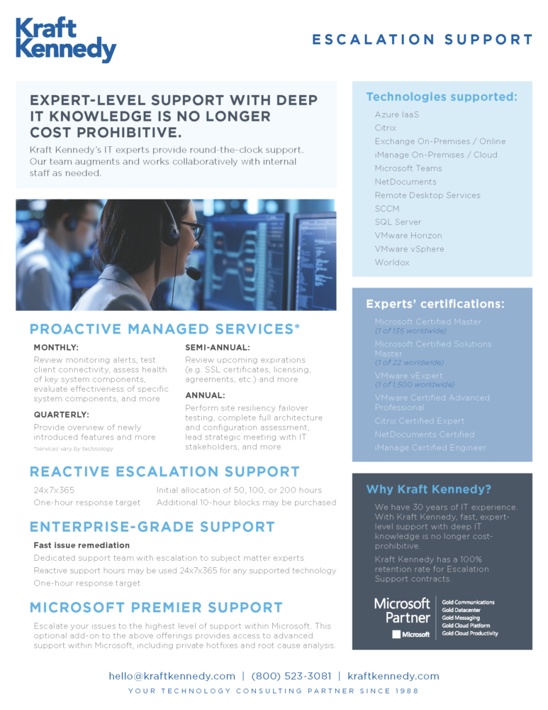 Escalation Support - Kraft Kennedy