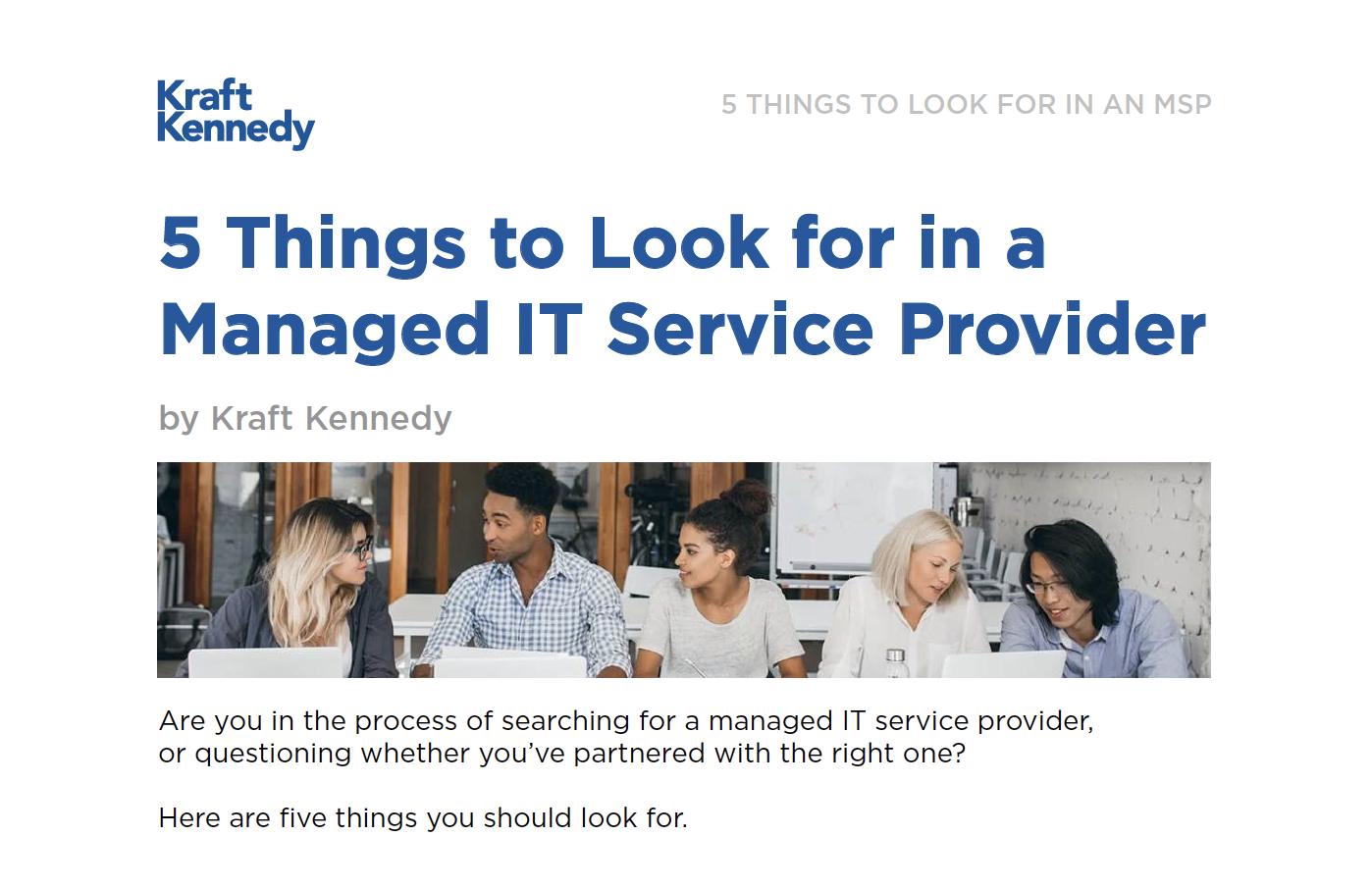 5 Things to Look for in a Managed IT Service Provider - Kraft Kennedy
